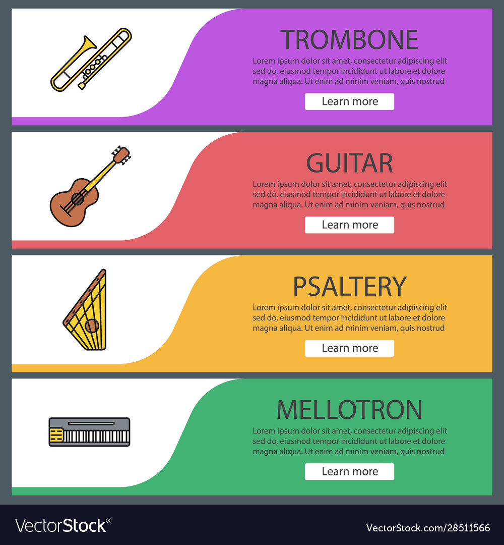 Musical instruments web banner templates set Vector Image