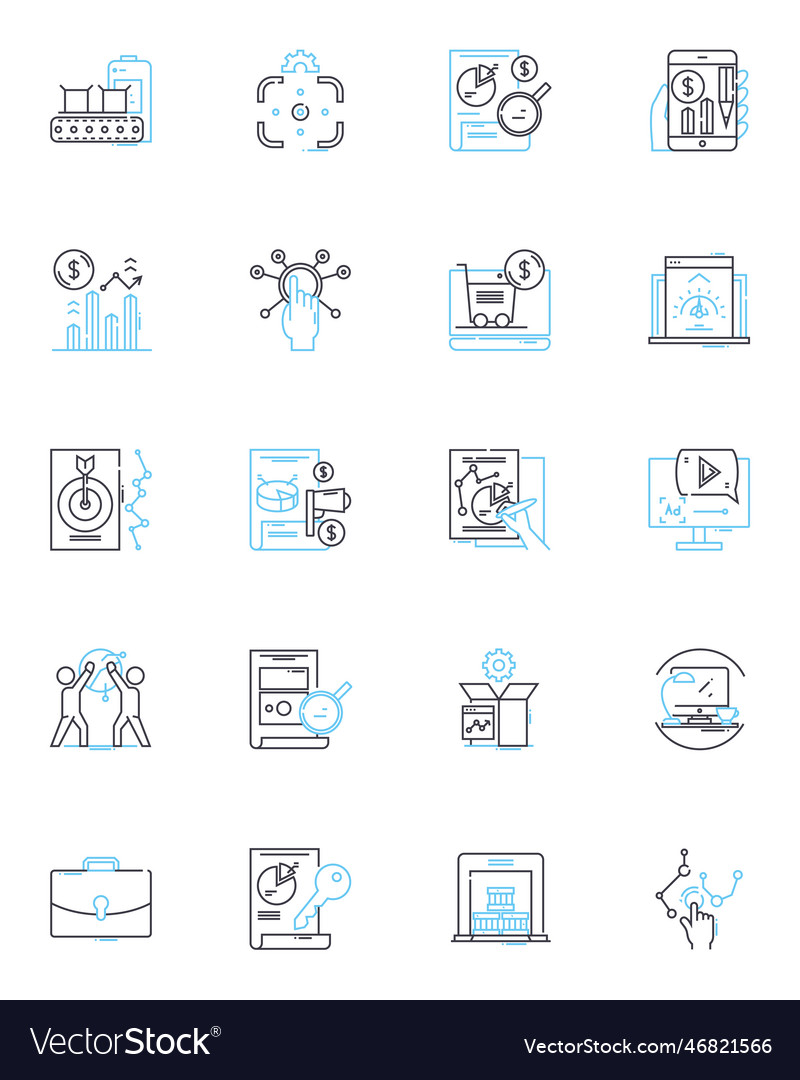 Resource management linear icons set allocation Vector Image Resource management linear icons set allocation Vector Image