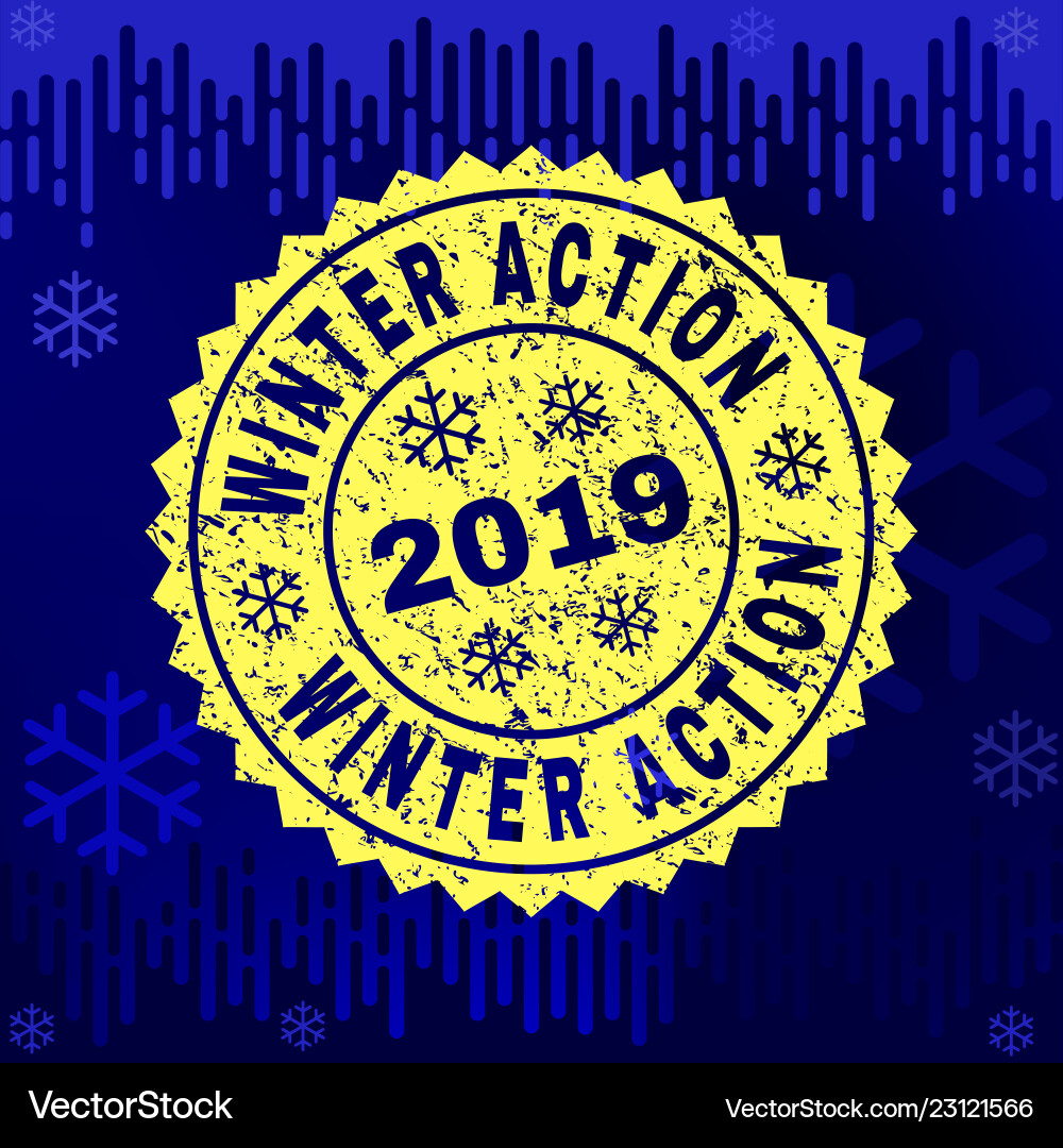 Scratched winter action stamp seal Royalty Free Vector Image