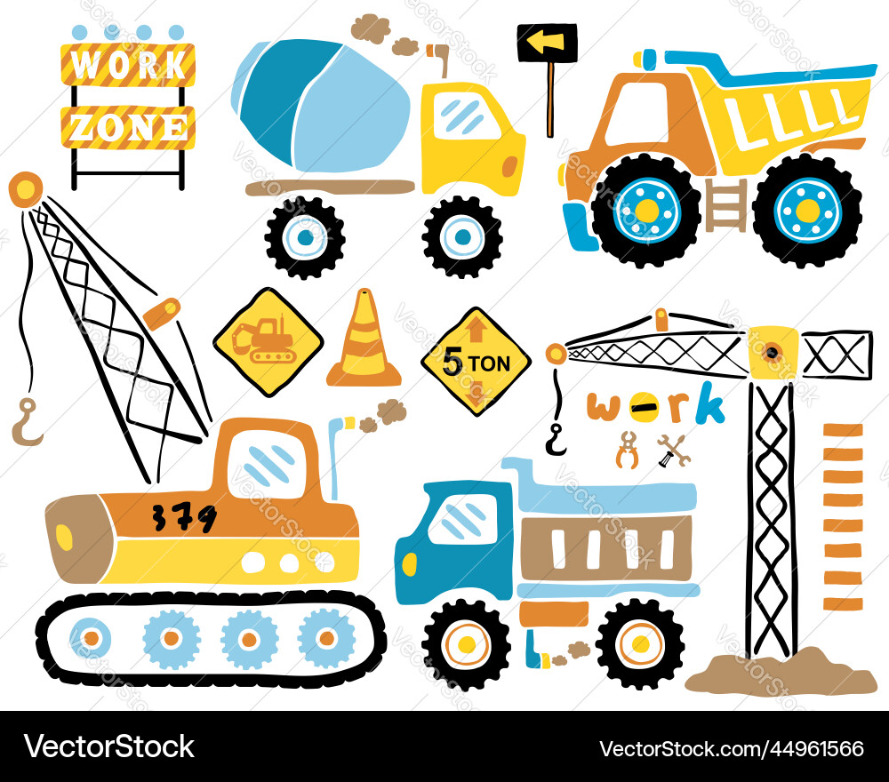 Set of hand drawn construction elements cartoon Vector Image