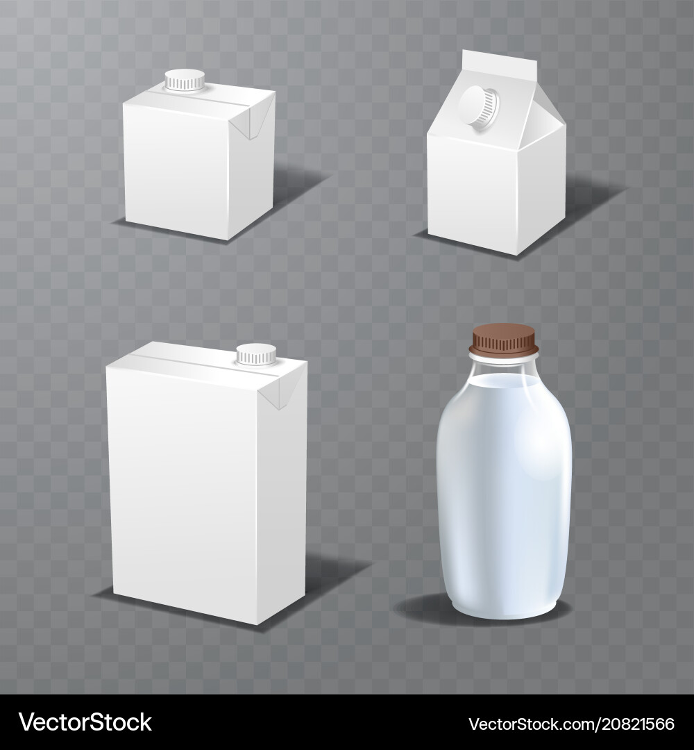 Set of white blank realistic dairy packaging Vector Image