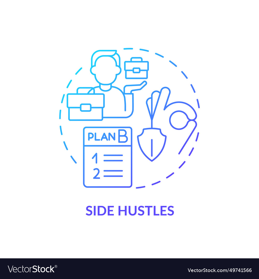 Thin line simple gradient side hustles icon Vector Image
