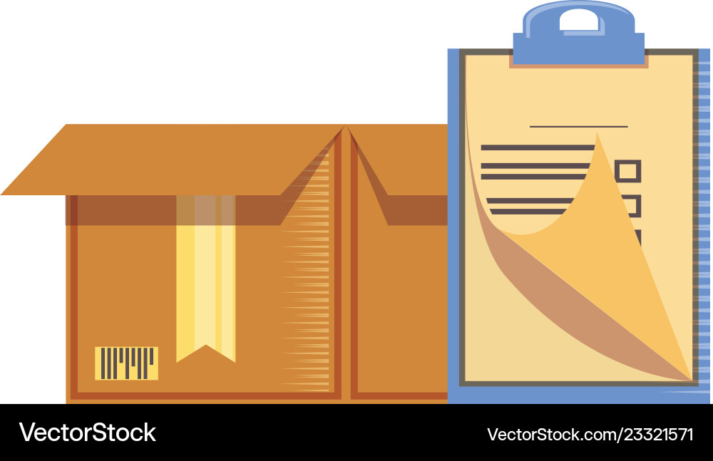 Carton box with checklist delivery service Vector Image