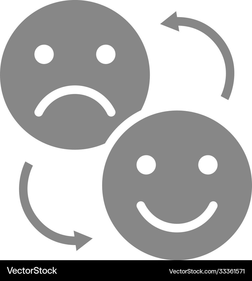 Changing positive and negative emoji gray icon Vector Image