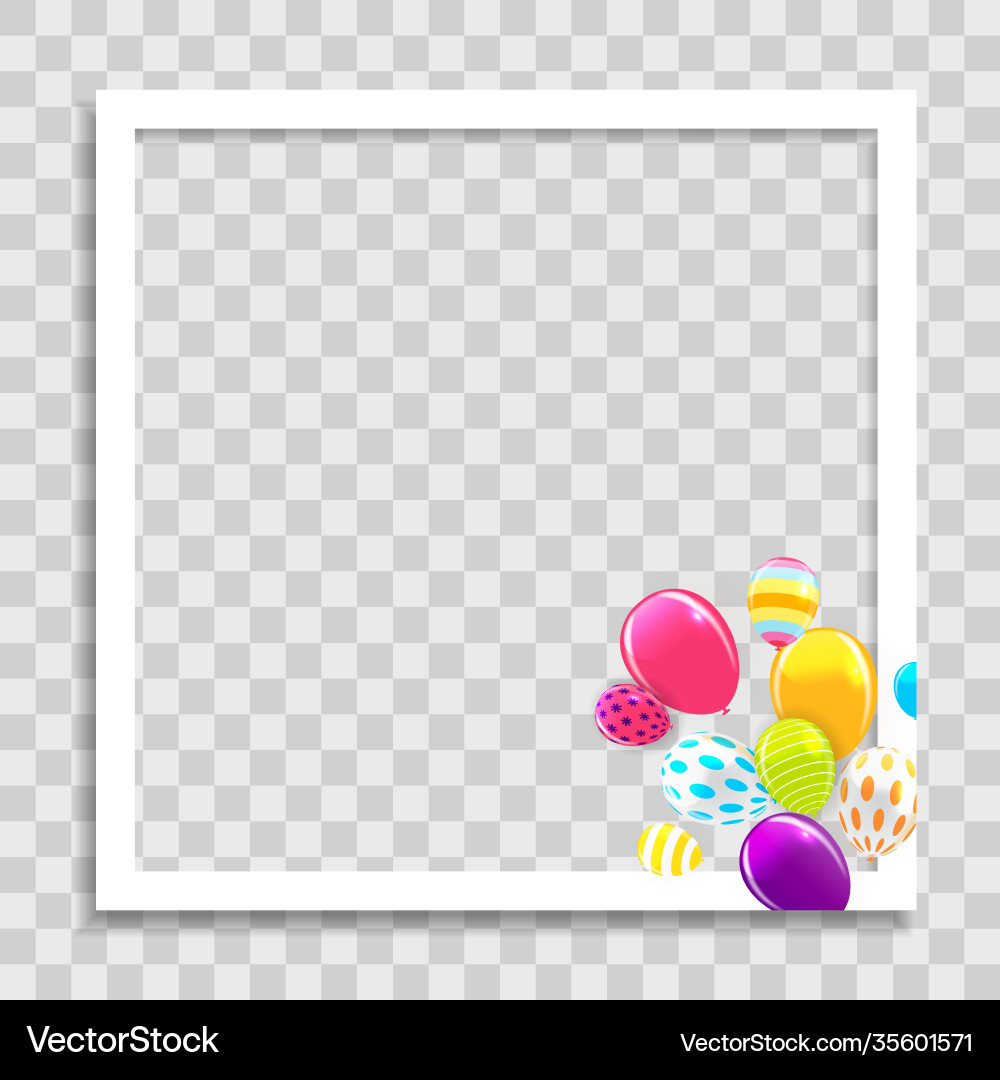 Empty photo frame with party holiday balloons Vector Image