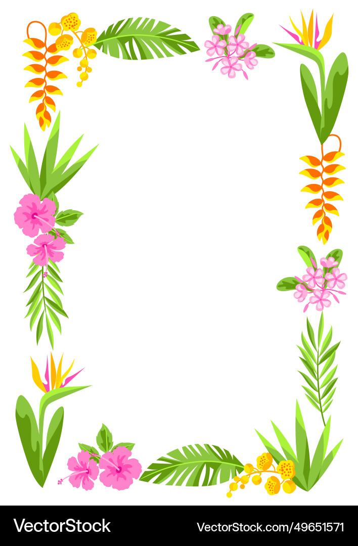Frame with tropical flowers decorative exotic Vector Image