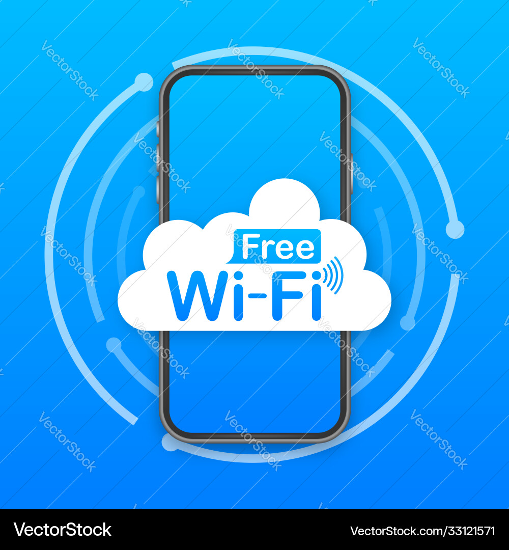 Free wifi zone blue icon here sign Royalty Free Vector Image