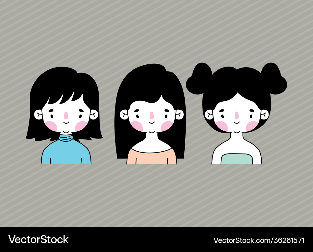 Group womens icons on a gray background Royalty Free Vector