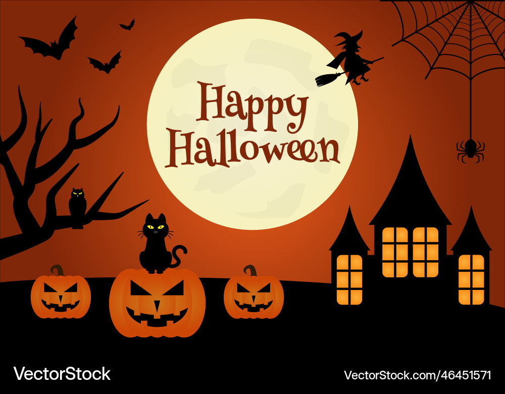 Happy halloween scary dark orange background Vector Image
