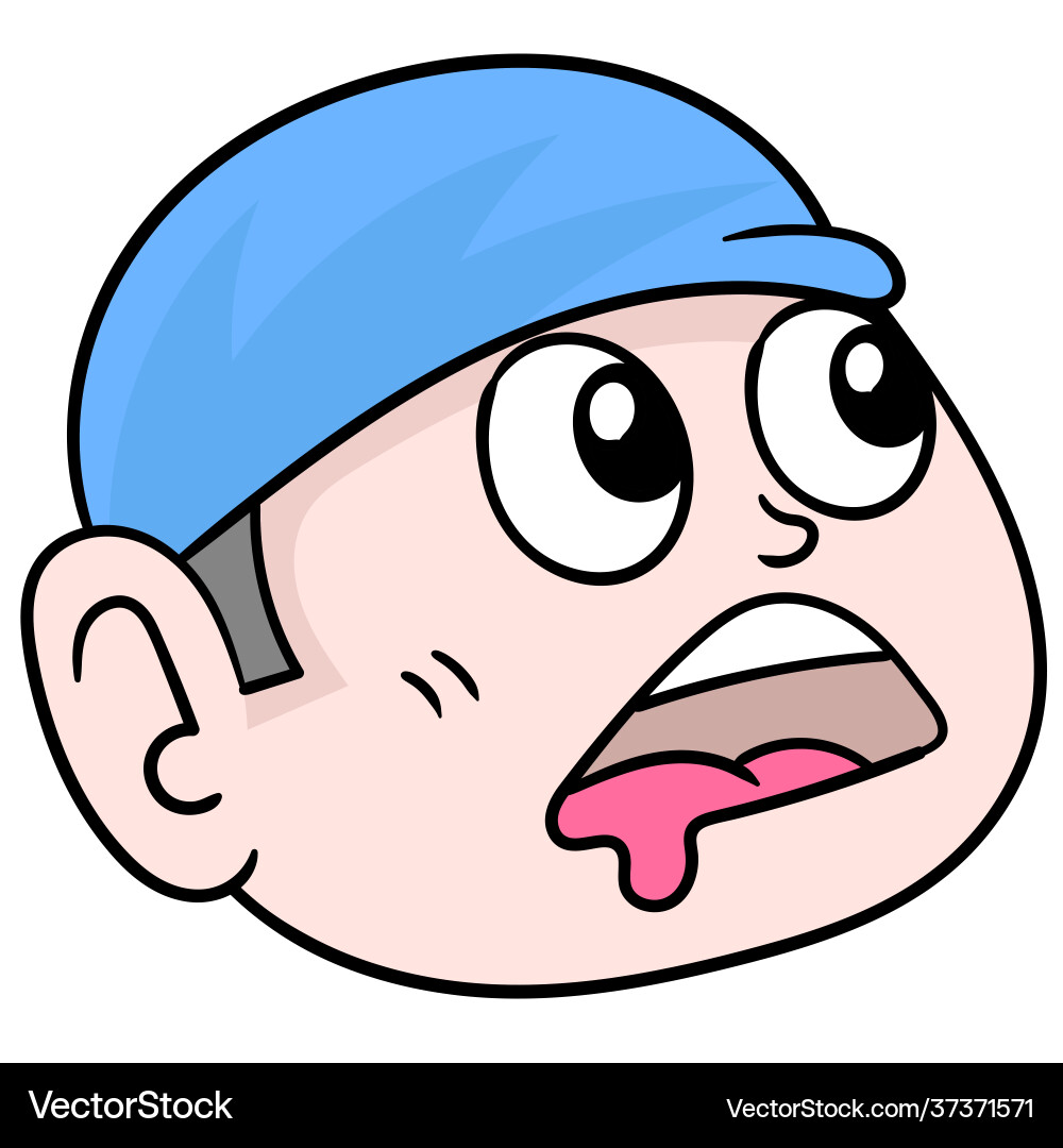 Head man in beanie hat is drooling Royalty Free Vector Image