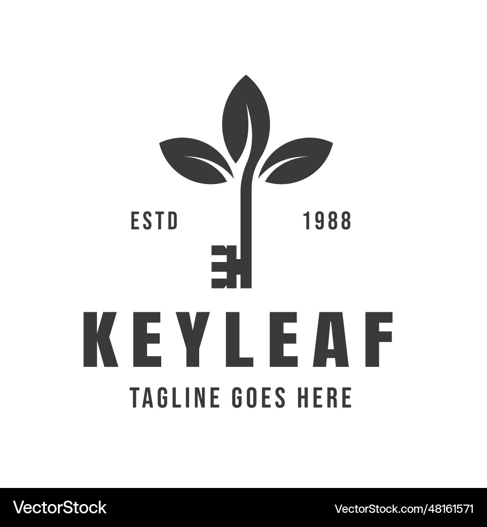 Key inspiration with leaf vintage retro logo Vector Image