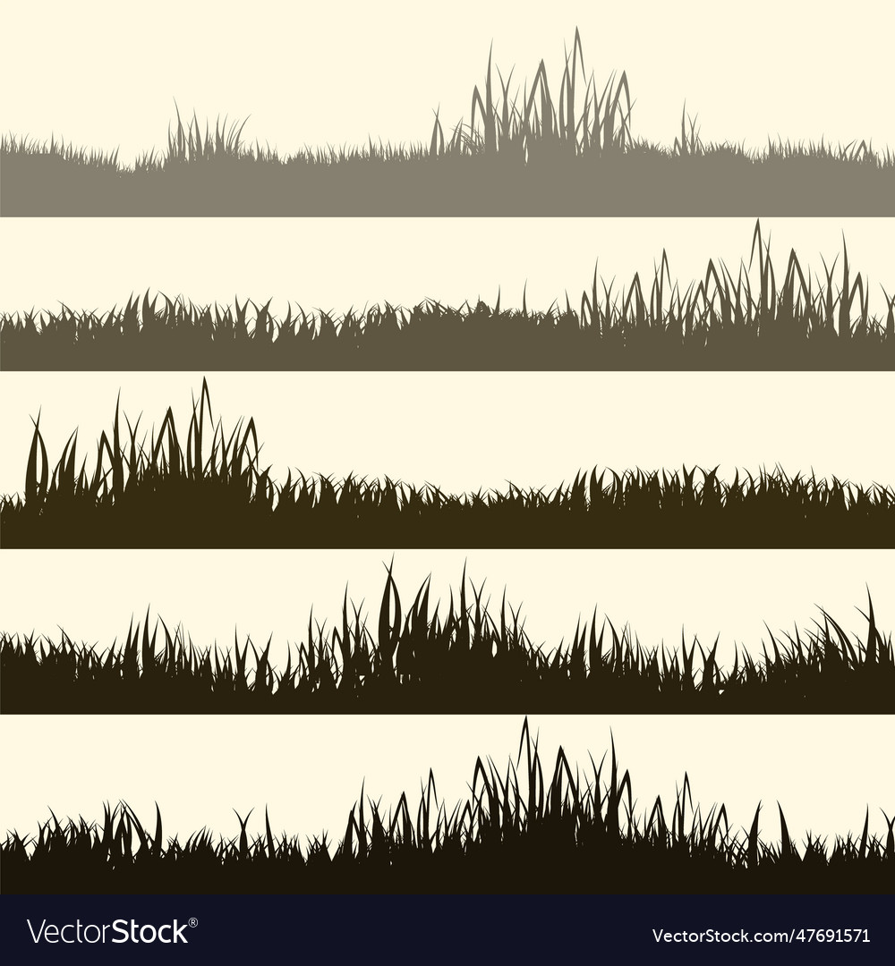 Meadow silhouettes with grass plants on plain Vector Image Meadow silhouettes with grass plants on plain Vector Image