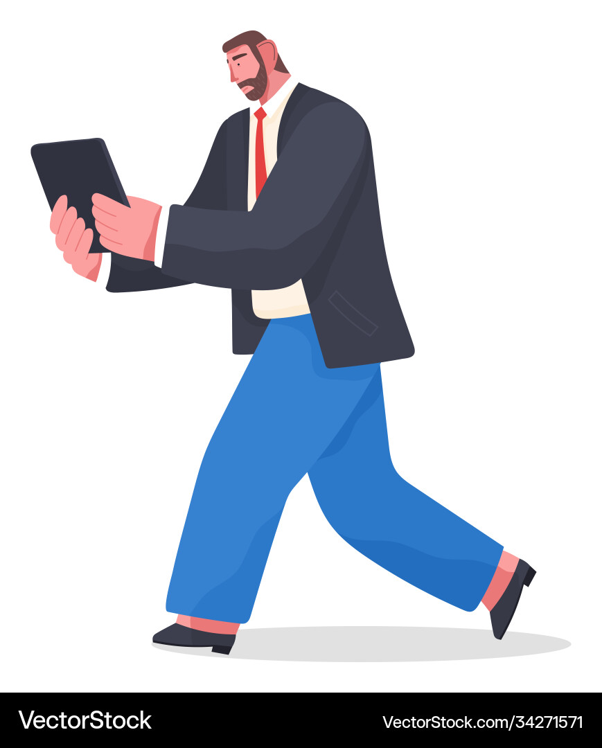 Office worker holding digital tablet in hands Vector Image