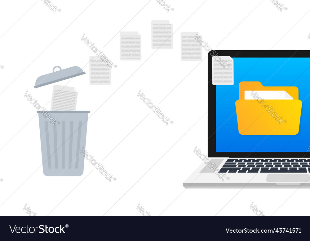 Process delete file in paper remove document Vector Image Process delete file in paper remove document Vector Image