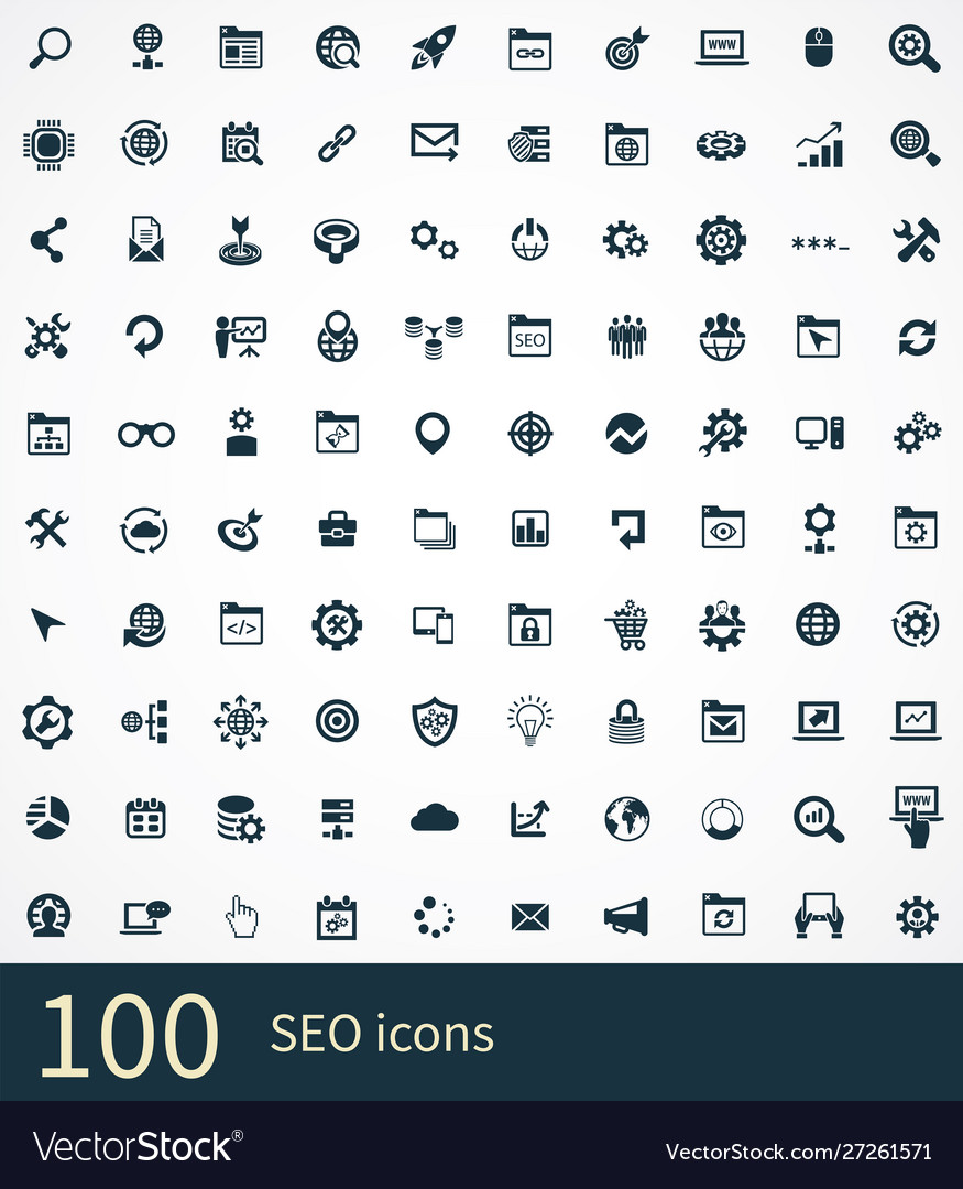 Seo 100 icons universal set for web and ui Vector Image