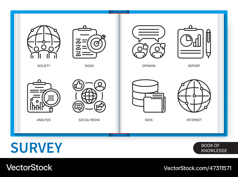 Survey infographics linear icons collection Vector Image