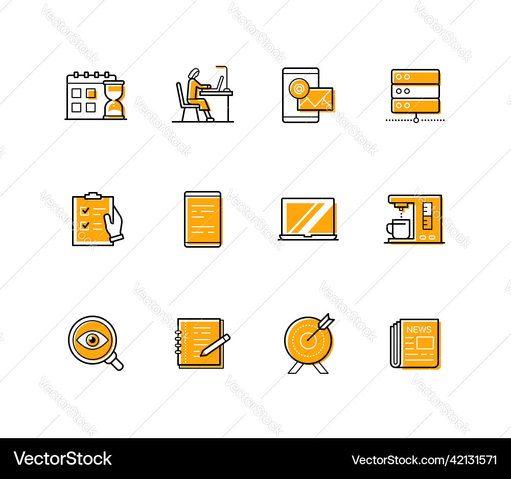 Work and planning - modern line design style icons