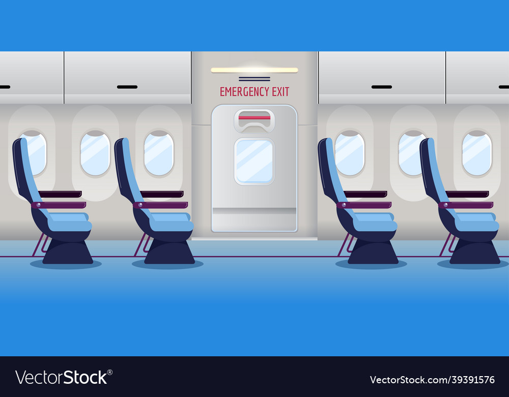 Airplane inside empty plane interior Royalty Free Vector