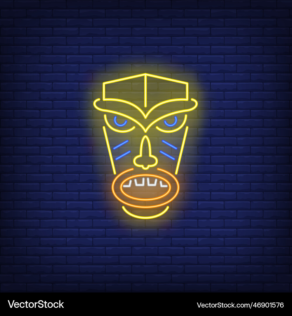 Angry tiki idol neon sign Royalty Free Vector Image