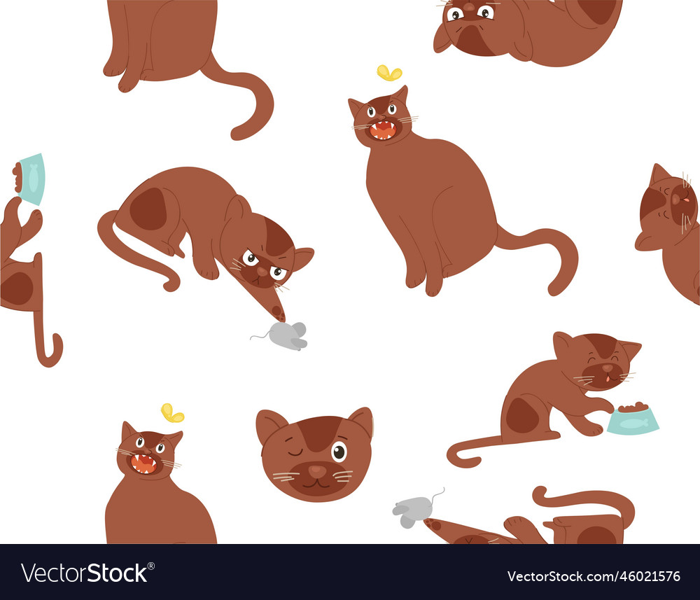 Cat seamless pattern Royalty Free Vector Image