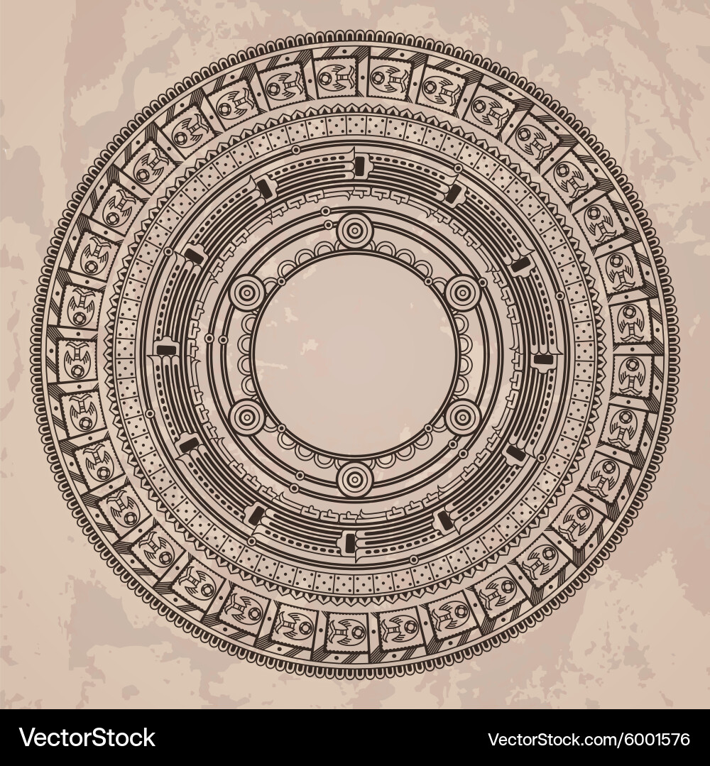 Circular pattern in the style of the aztec Vector Image