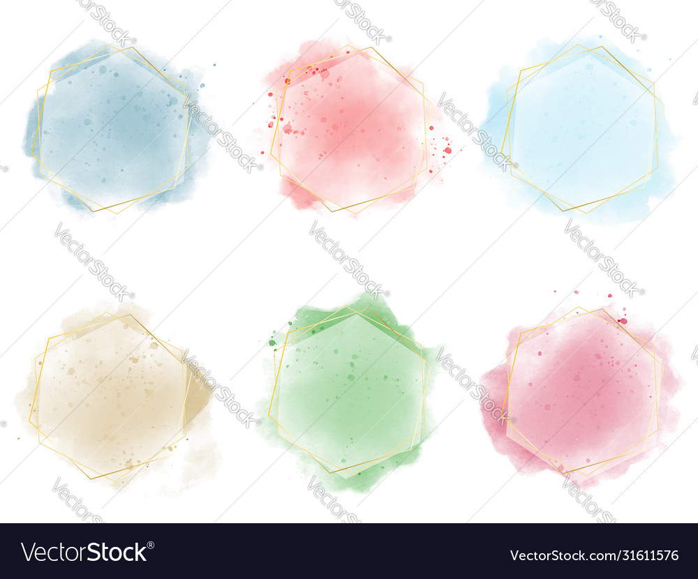 Colorful watercolor circle splash with golden Vector Image
