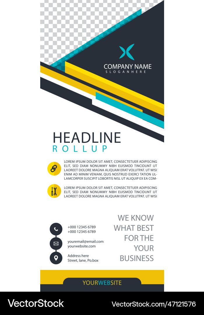 Creative roll up banner design template Royalty Free Vector