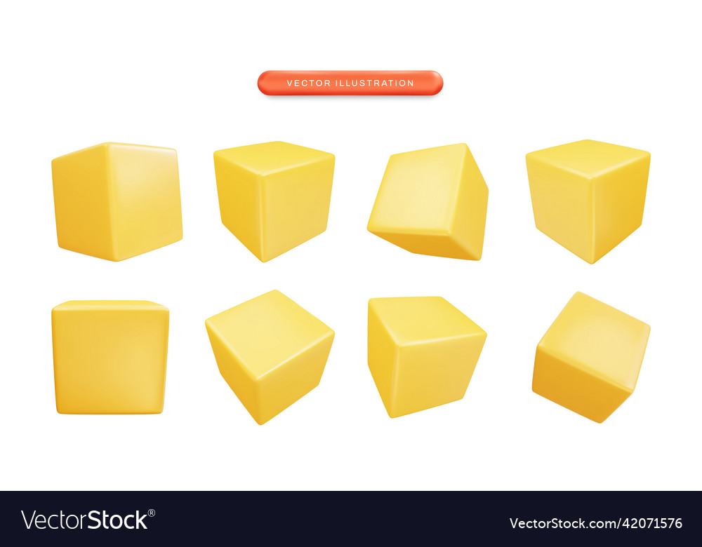Cube geometrical shape realistic 3d Royalty Free Vector