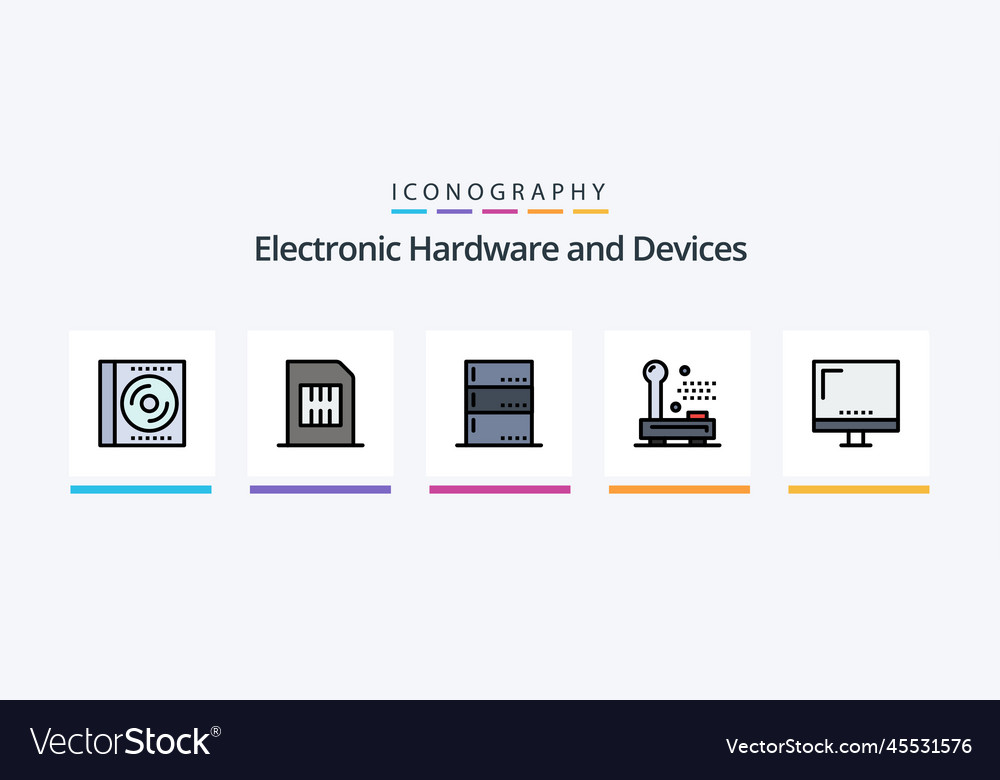 Devices line filled 5 icon pack including Vector Image