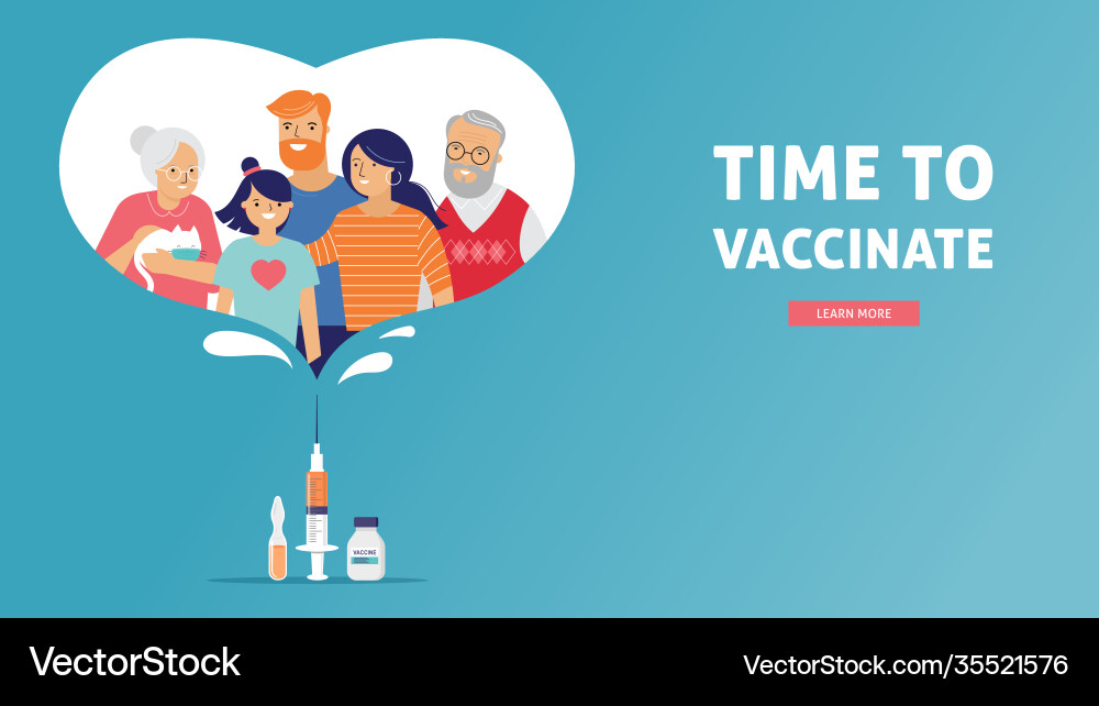 Family vaccination concept design time Royalty Free Vector