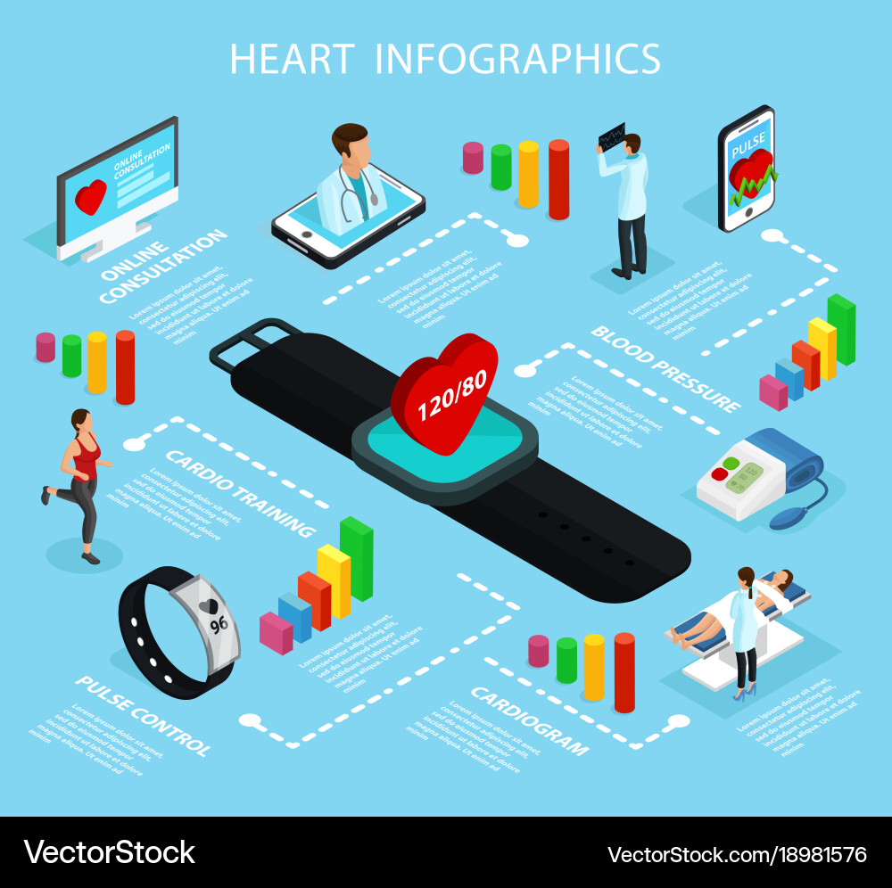 Isometric heart care infographic template Vector Image
