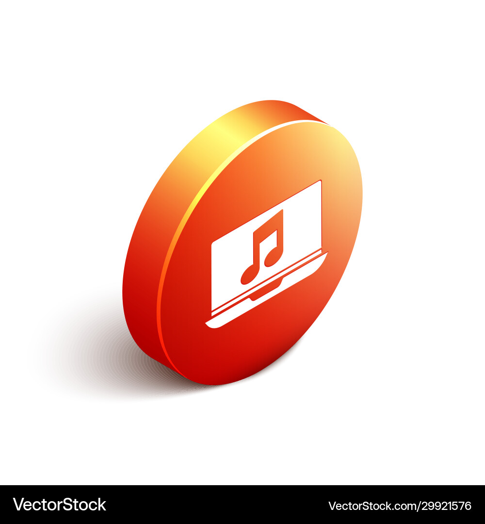 Isometric laptop with music note symbol on screen Vector Image