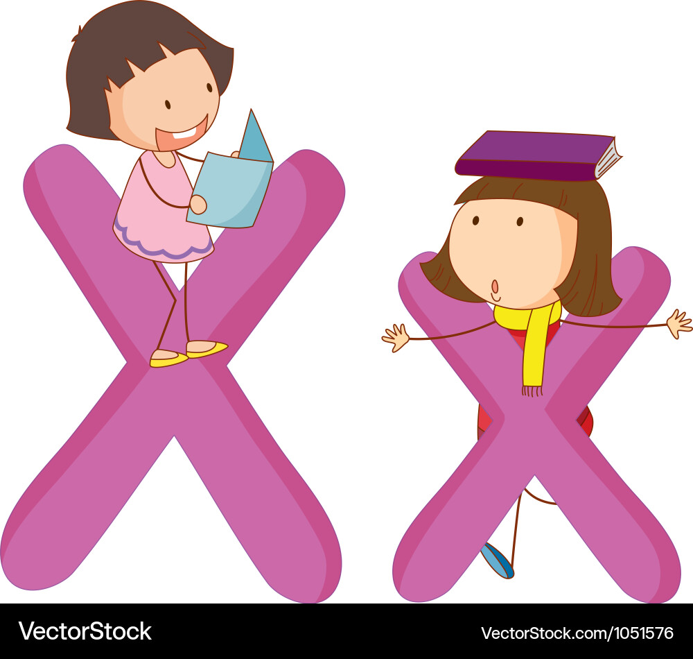 Kids in the letters series Royalty Free Vector Image
