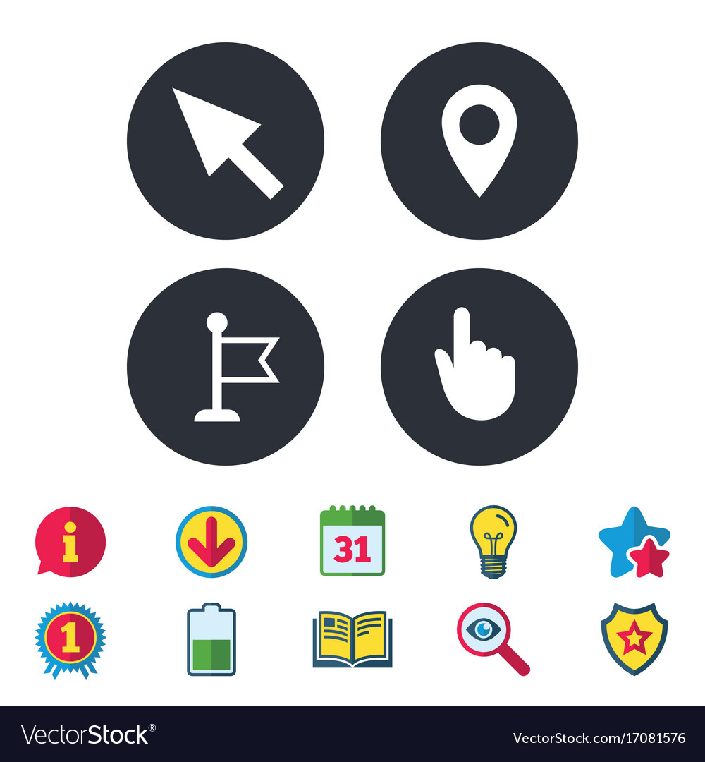 Mouse cursor icon hand or flag pointer symbols Vector Image