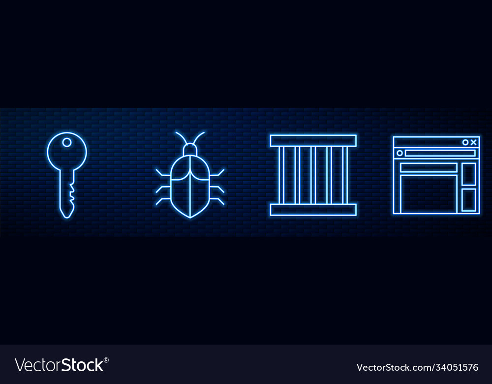 Set line prison window key system bug concept Vector Image Set line prison window key system bug concept Vector Image