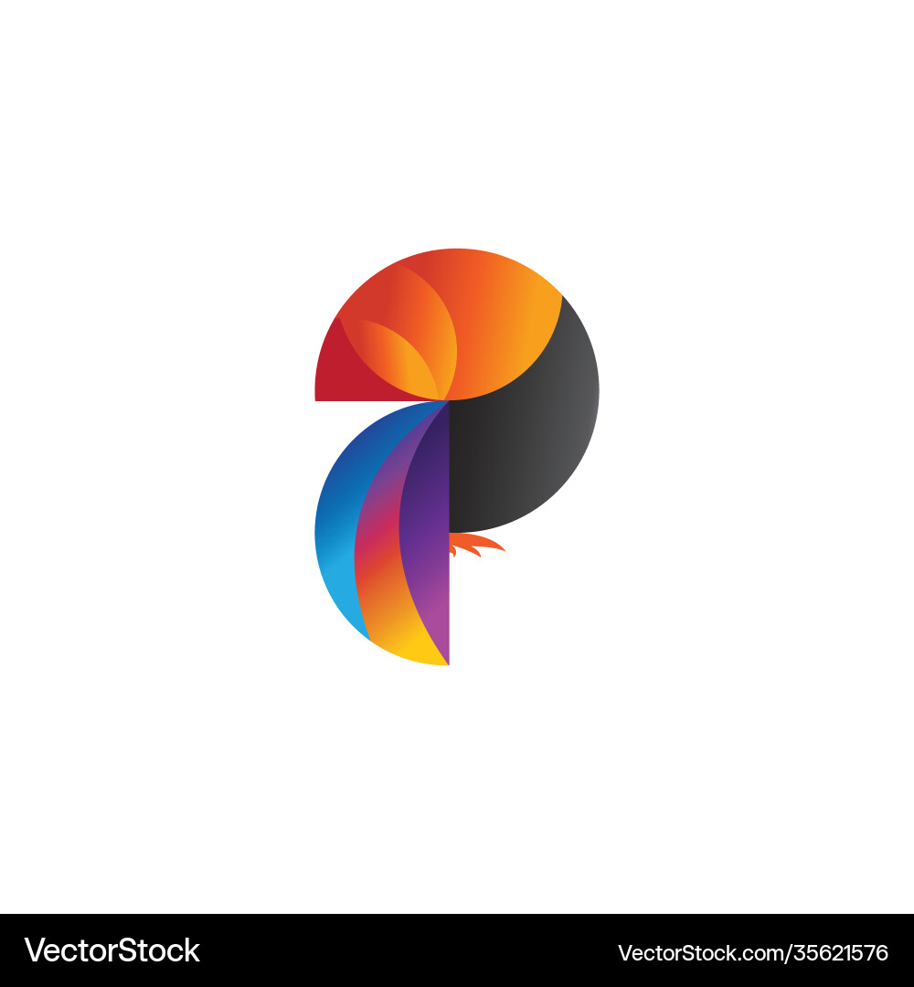 Simple bird round colorful gradations design Vector Image