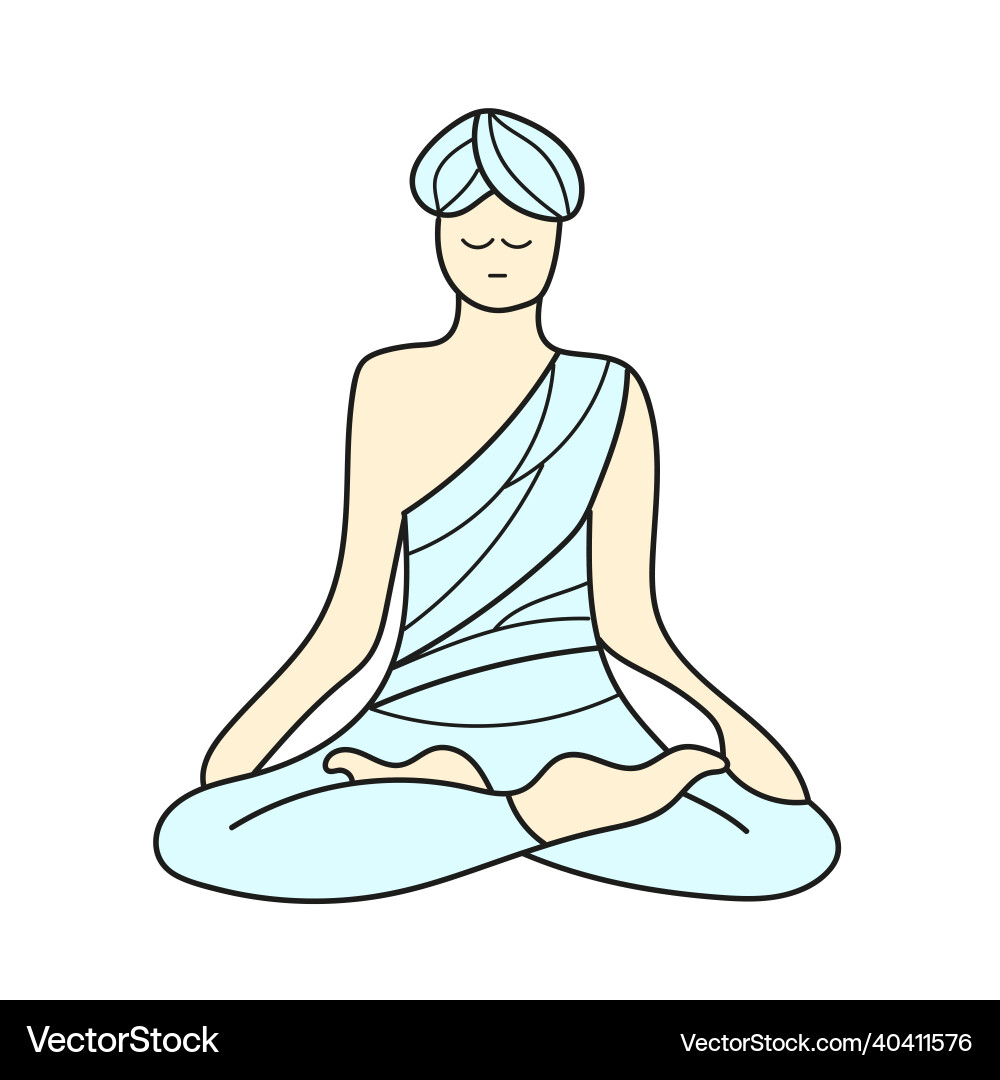 Simple cartoon icon yogi man meditating Royalty Free Vector