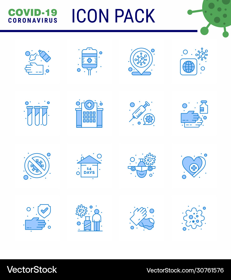 Simple set covid-19 protection blue 25 icon Vector Image