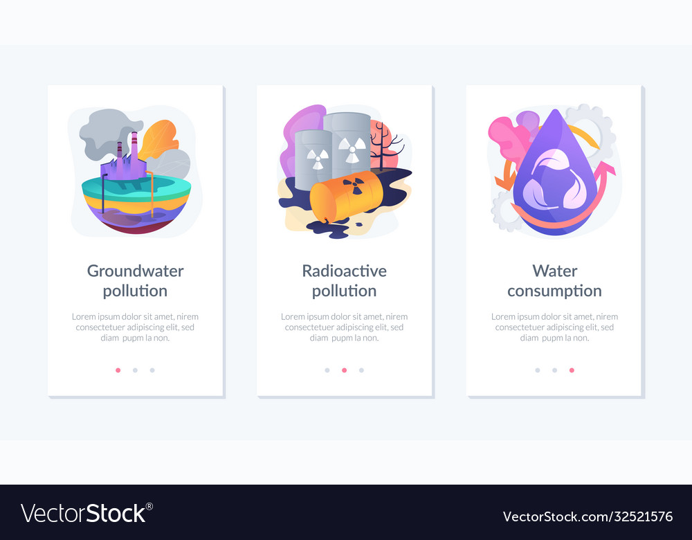 Water pollution app interface template Royalty Free Vector