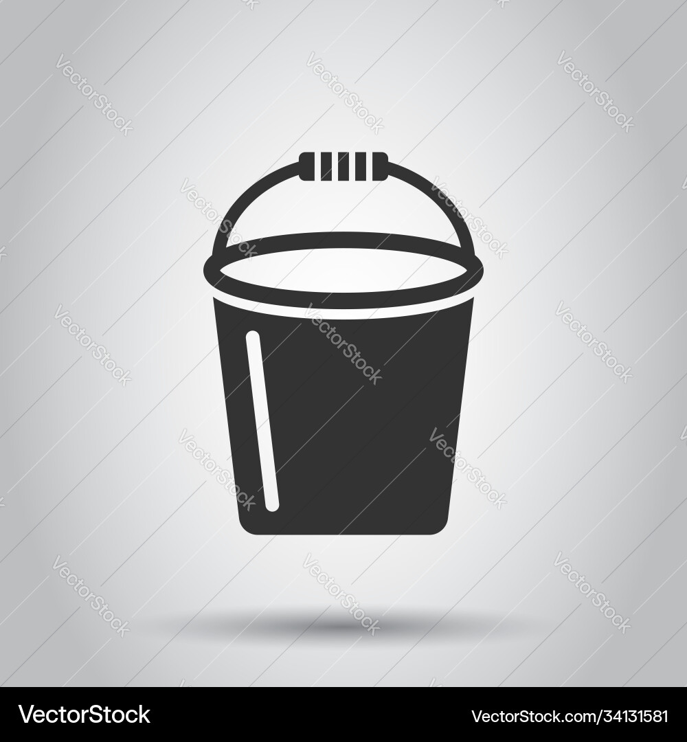 Bucket icon in flat style garbage pot on white Vector Image