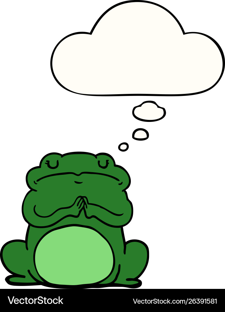 Cartoon arrogant frog and thought bubble Vector Image