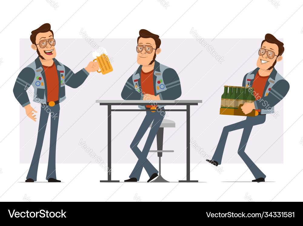 Cartoon strong disco man character set Royalty Free Vector