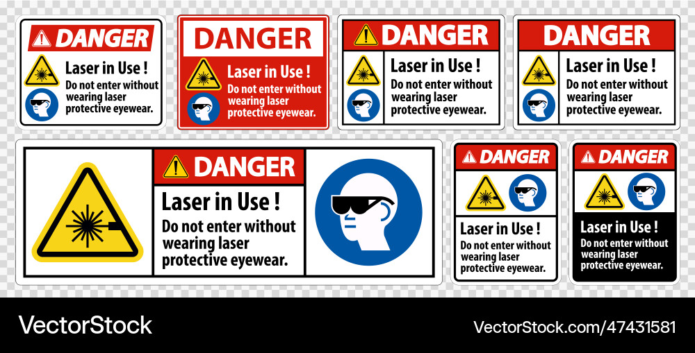 Danger ppe safety labellaser in use do not enter Vector Image