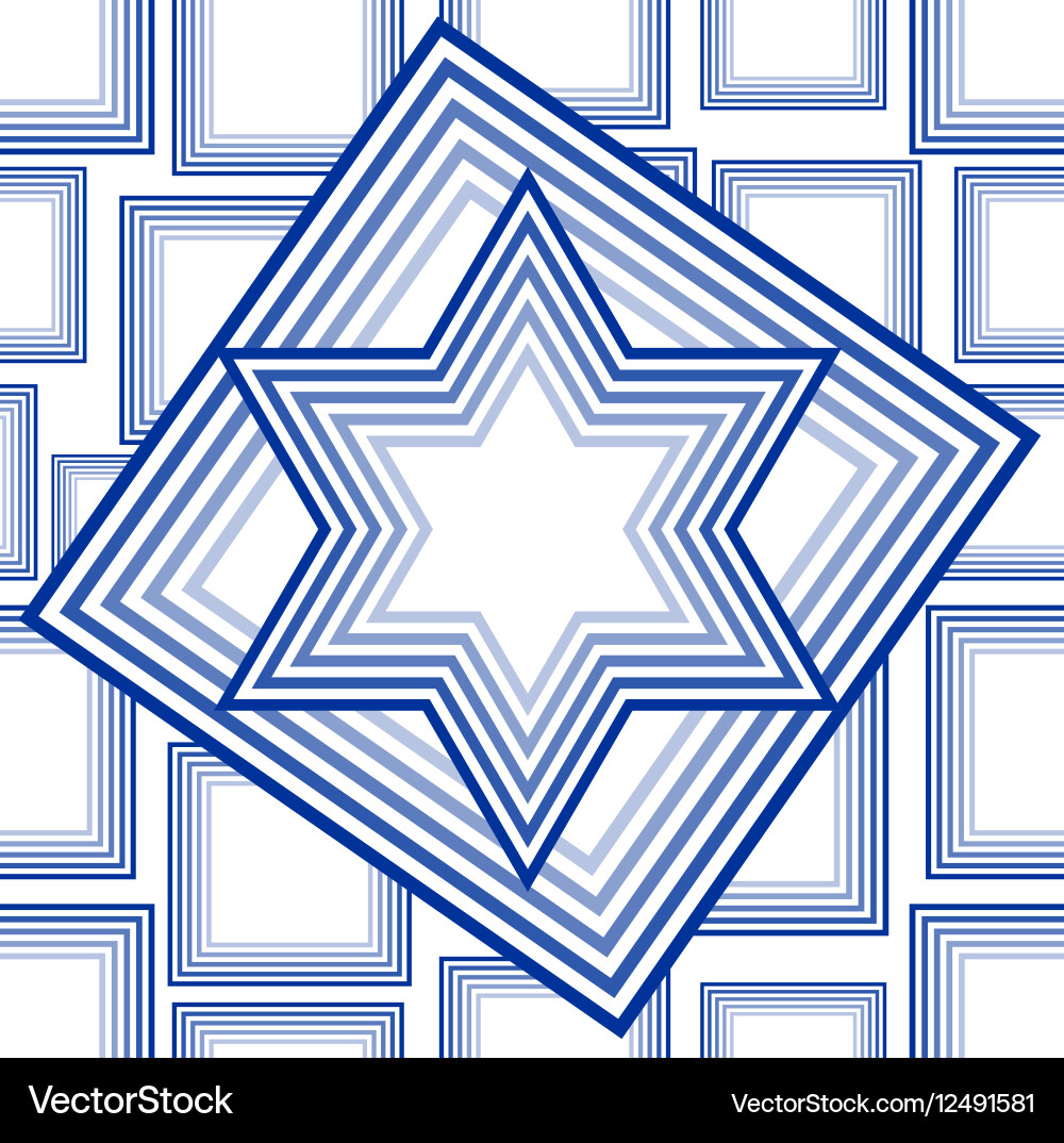 David star in outline blue design on white Vector Image