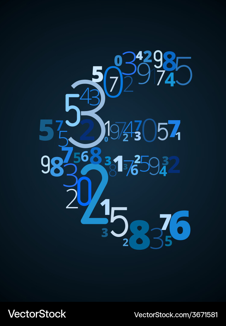 Euro sign font from numbers Royalty Free Vector Image