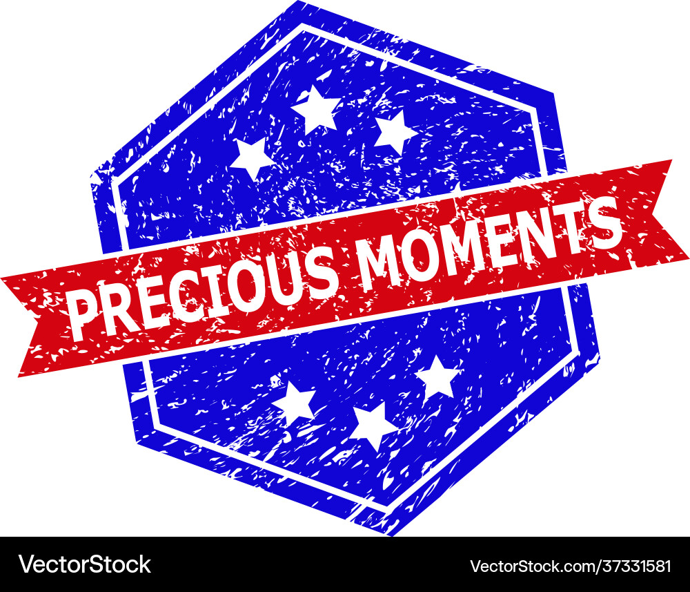 Hexagonal bicolor precious moments stamp seal Vector Image