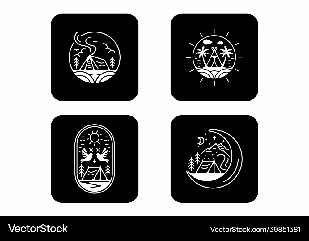 Line art of camping Royalty Free Vector Image - VectorStock