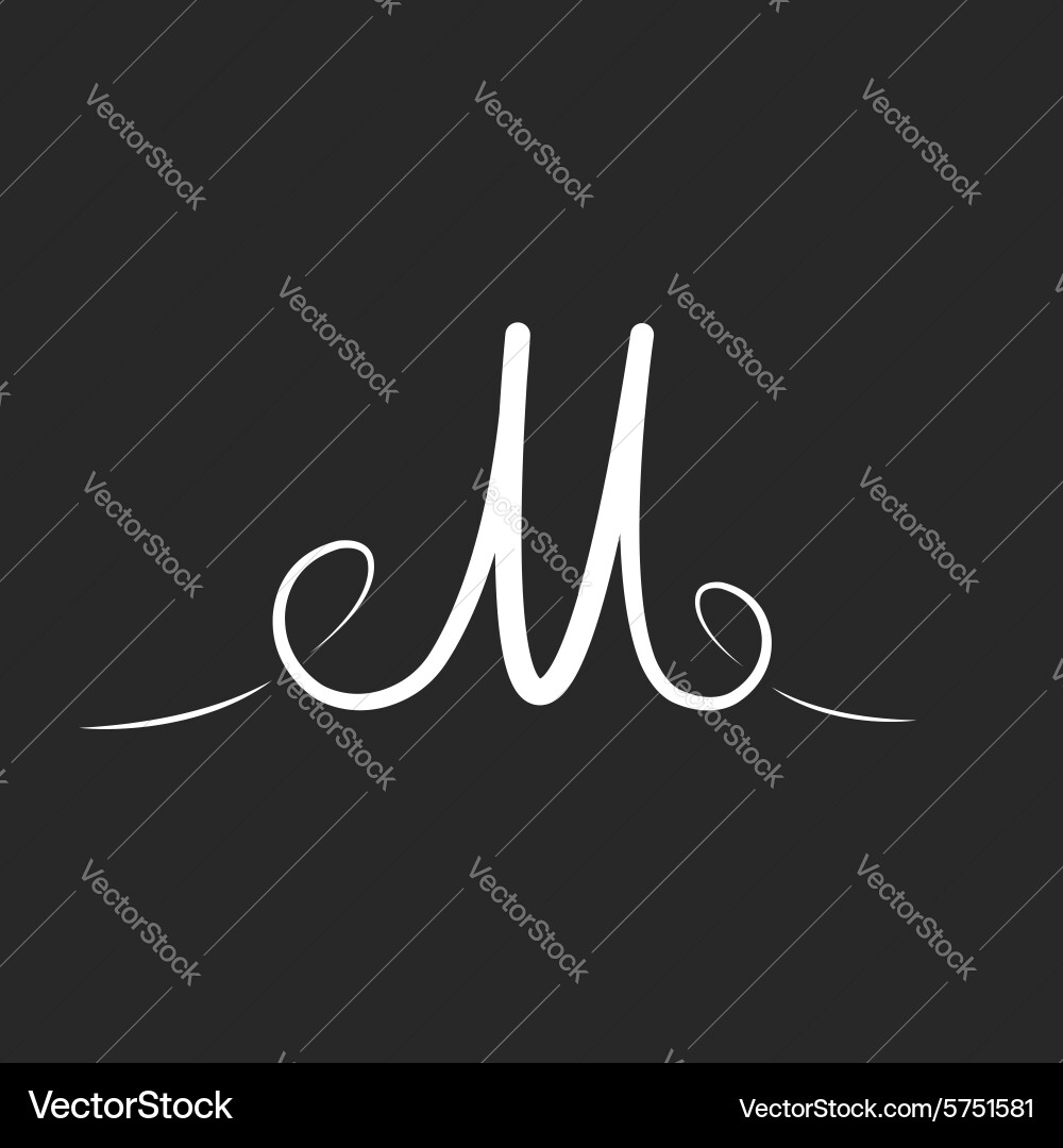 M letter logo monogram with twirls thin line Vector Image