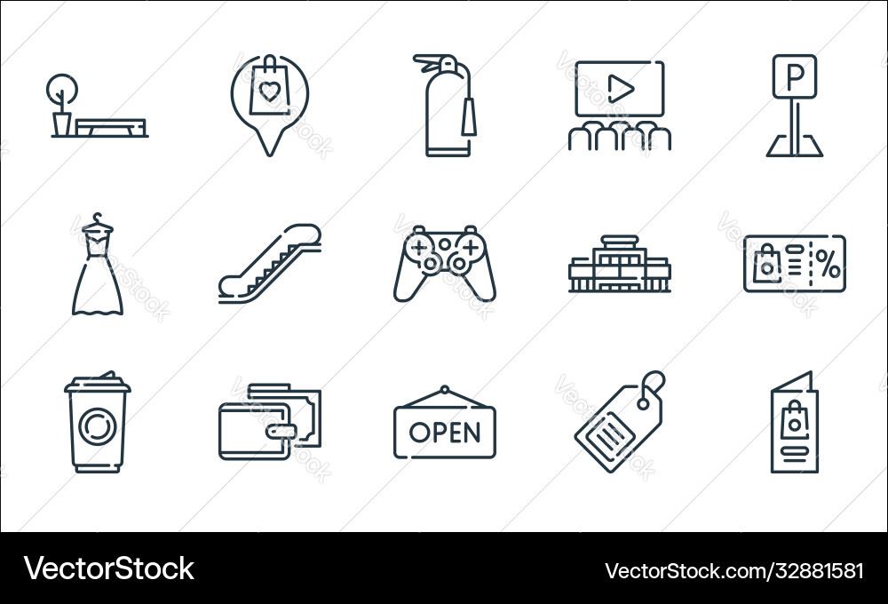 Mall line icons linear set quality line set Vector Image