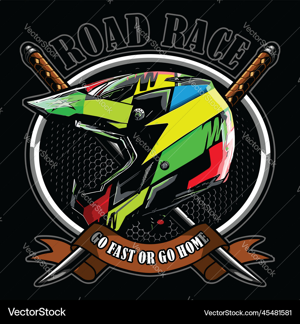 Motorcycle helmet and katana sword template Vector Image